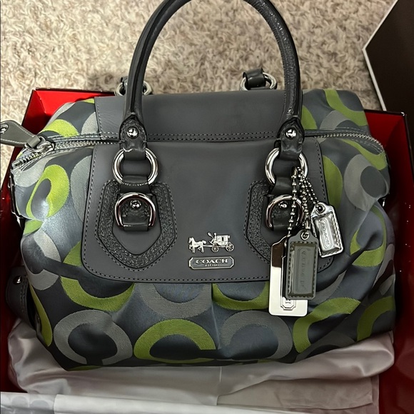 Coach | Bags | Coach Gray And Green Womens Bag | Poshmark
